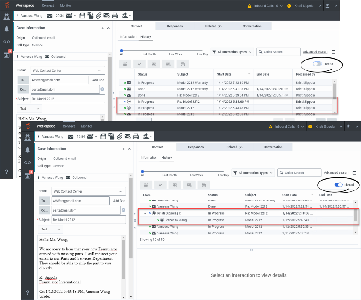 Interaction history views - Genesys Documentation